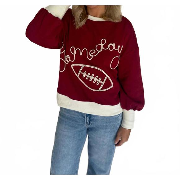 Oddi | Tops | New Oddi Gameday Oversized Sweatshirt In Dark Red | Poshmark